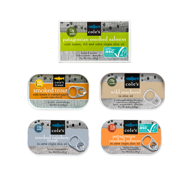 Salmon, Trout & Mackerel High Protein Pack - 5 Cans – Cole's Seafood